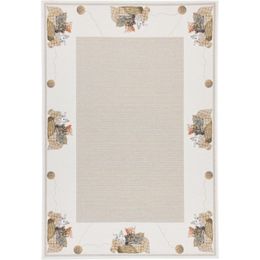Theko Teppich &raquo;Flomi Kitten&laquo; rechteckig 4 mm H&ouml;he mit Bord&uuml;re und niedlichem Katzenmotiv beige Baumwolle, Kunstfaser B : 60cm 1 Stk., 4mm, L: 90cm