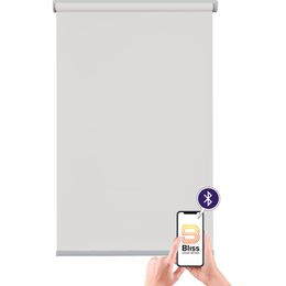 SUNLINES Elektrisches Rollo &raquo;Las Vegas&laquo; verdunkelnd Verdunkelung mit Bohren freih&auml;ngend appgesteuert via Bluetooth, mit Motor und Akku, silberner 