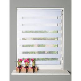 Home Wohnideen Doppelrollo &raquo;STRIPES&laquo; Lichtschutz ohne Bohren wei&szlig; Polyester 150cm, 40cm