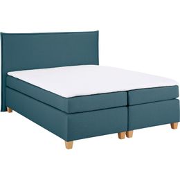 Home Affaire Boxspringbett &raquo;Houssay&laquo; inkl. Topper, 5 Breiten, 2 H&auml;rtegraden auch in &Uuml;berl&auml;nge 220 cm blau Struktur fein (100% Polyester) Struktur fein