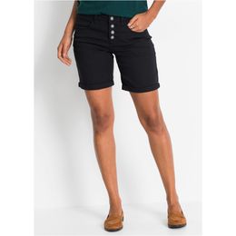 bonprix Damen Bermudas, schwarz, Gr. 38, unifarben, Web, Obermaterial: 97% Baumwolle, 3% Elasthan, Hosen, Skinny Fit, aus Stretch-Material, mit