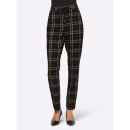 Heine Damen Karohose, Schwarz, Gr. 36, Stoffhosen, Material: Polyester