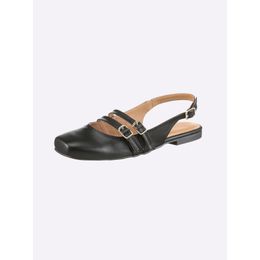 Heine Slingballerina, Schwarz, Gr. 38, Damen, Ballerinas, Material: Rindsleder