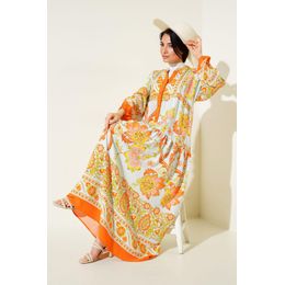 Bedrucktes V-Ausschnitt-Maxikleid