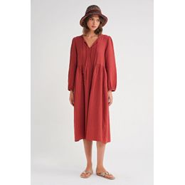V-Ausschnitt Midi-Kleid mit Bindeband