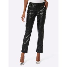 Heine Damen Lederimitathose, Schwarz, Gr. 44, Gerade Hosen, Material: Polyester