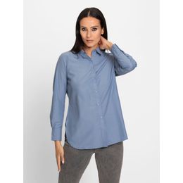 Heine Damen Klassische Bluse, Blau, Gr. 40, Blusen langarm, Material: Baumwolle