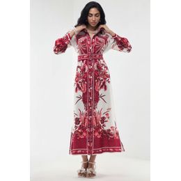 Floral Maxi-Hemdkleid mit G&uuml;rtel