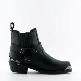Grinders Herren Schwarze Cowboy Biker Stiefel - Eagle Lo