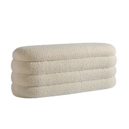 Mid.you Hockerbank, Creme, Textil, 1-Sitzer, 130x50x46.5 cm, Truhe im Sitz, Esszimmer, B&auml;nke, Sitzb&auml;nke