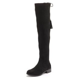 Lascana Damen Overkneestiefel, Schwarz, Gr. 37, Stiefel, Material: Textil