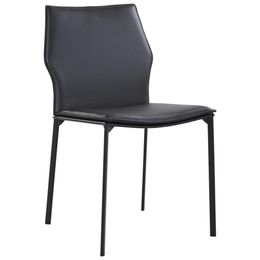 Novel Stuhl, Schwarz, Metall, Leder, Echtleder, B&uuml;ffelleder, Flachrohr, 48x85x57.5 cm, Esszimmer, St&uuml;hle, Esszimmerst&uuml;hle, Lederst&uuml;hle