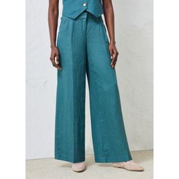 bonprix Leinenhose, petrol, Gr.48, elegante Leinenhose mit Bundfalten, aus Leinen