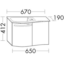 Burgbad Glas-Wascht.+WTU Sinea Matt Schilf Solid Matt/Schwarz, SELM065RF1763A0105 SELM065RF1763A0105