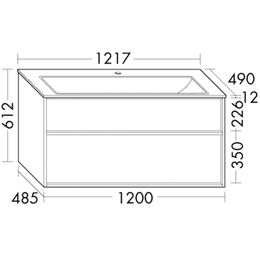 Burgbad Keramik-Waschtisch+Wtu Uomo Preisgruppe 2 Schilf Solid Matt/Wei&szlig; Velvet, SHNO122F7465C0037 SHNO122F7465C0037
