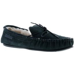 Hush Puppies Allie Leder Womens Mokassin Memory Foam Kunstfell navy