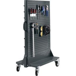 Mobiles Kleinteilemagazin Sch&auml;fer Shop Select, 1-seitig best&uuml;ckbar, Lochplattenwand, 35 Sichtlagerk&auml;sten SSI Sch&auml;fer PROFI LF 211 & 15 Sichtlagerk&auml;sten SSI Sch&auml;fer PROFI LF 221, B 900 x T 655 x H 1540 mm, anthrazitgrau RAL 7016