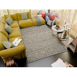 Wollteppich, B:200cm H:12mm L:200cmhellgrau, multicolor, natur, OCI DIE TEPPICHMARKE, Obermaterial: 70% Wolle, 25% Baumwolle, 5% Polyester,