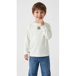 Converse M&auml;dchen Langarmshirt "CNVN SUSTAINABLE CORE L/S TEE"Converse natural ivory, Gr. 128, Obermaterial: 100% Polyester, Shirts, Langarmdesign,