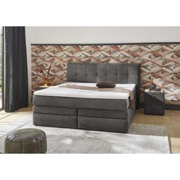 Jockenh&ouml;fer Boxspringbett, B:214cm L:217cm, grau, JOCKENH&Ouml;FER GRUPPE, Bezug Bett: Cordstoff (100% Polyester);Topper und Matratzenspiegel: 100% Polyester,