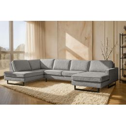 Wohnlandschaft OTTO HOME, B:350cm H:85cm T:206cmsilber grau, 100% Polyester, Sofas, "Pinto, 350 cm, U-Form, XXL, mit Ottomanen", Cord, Chenille,