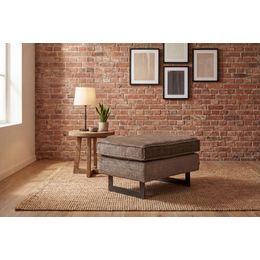 Polsterhocker OTTO HOME, B:76cm H:48cm T:56cm, braun, 100% Polyester, Hocker, "Pinto", mit Keder, Metallf&uuml;&szlig;en und auch in Cord Bezug erh&auml;ltlich