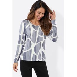 Inspirationen Damen Rundhalsshirt "Druck-Shirt"taubenblau, ecru, bedruckt, Gr. 36, bedruckt, gemustert, mehrfarbig, 95% Viskose, 5% Elasthan, Shirts