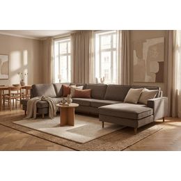 Wohnlandschaft OTTO HOME, B:349cm H:89cm T:206cmbraun, 100% Polyester, Sofas, "Pinto Skandi, 350 cm, U-Form, XXL, mit Ottomanen", mit Keder,
