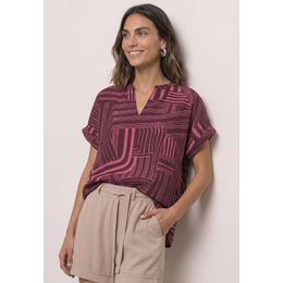 Street One Damen Kurzarmshirtblush berry, Gr. 34, gemustert, Web, Obermaterial: 95% Viskose, 5% Elasthan, Shirts, Sommerbluse im Tunika-Look und mit
