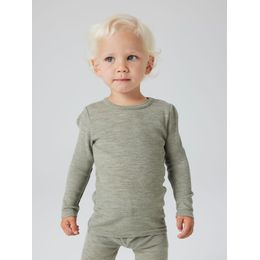 name it M&auml;dchen Langarmshirt "NMNWAX WOOL RIB LS TOP NOOS", gr&uuml;n, Gr. 98, unifarben, Feinripp, Obermaterial: 100% Wolle, Shirts, aus reiner
