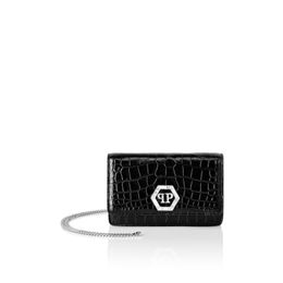 Philipp Plein Damen Clutch "Hexagon Crocco Print"02, schwarz, Taschen