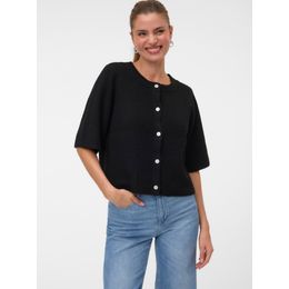 V&eacute;ro Moda VERO MODA Damen Strickjacke "VMSOFFE 2/4 O-NECK CARDIGAN NOOS"schwarz, Gr. XL, unifarben, Strick, Obermaterial: 90% Polyester, 5% Wolle, 5% Elasthan,