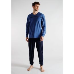 Tom Tailor Herren Pyjama, Gr. 52blau, mittel, uni, Single Jersey, Obermaterial: 100% Baumwolle, Homewear-Sets
