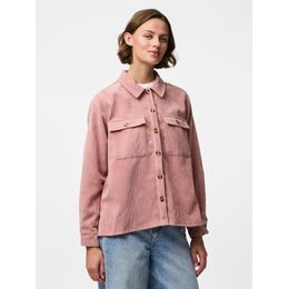Pieces Damen Hemdbluse "PCEFFI LS SHIRT WVN NOOS"ash rose, Gr. L, unifarben, Cord, Obermaterial: 92% Polyester, 8% Nylon, Blusen, Materialmix, loose