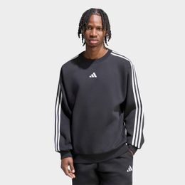 Herren Sweatshirt "ESSENTIALS 3-STREIFEN, FLEECE"schwarz, wei&szlig;, Gr. M, adidas Sportswear, Obermaterial: 70% Baumwolle, 30% Polyester, Sweatshirts
