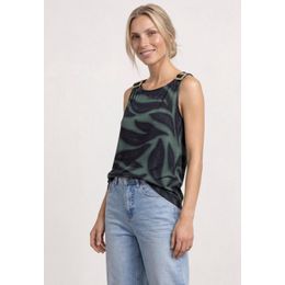 Street One Damen Shirttopdeep bound gr&uuml;n, Gr. 36, gebl&uuml;mt, Jersey, Obermaterial: 95% Viskose, 5% Elasthan, Tops, Sommer top in Blumen-Optik und mit
