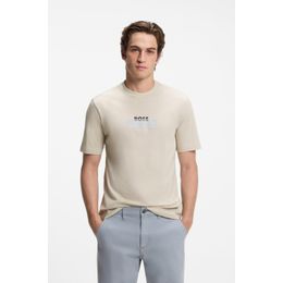 BOSS Orange Herren T-Shirt "Te LogoTape Regular Fit", beige, Gr. S, unifarben, Single Jersey, Obermaterial: 100% Baumwolle, Shirts,
