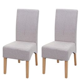MCW 2er-Set Esszimmerstuhl Crotone, K&uuml;chenstuhl Stuhl, Stoff/Textil MVG-zertifiziert ~ creme beige, helle Beine