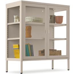 TecTake&reg; Metallvitrine, Glast&uuml;ren mit Magnetverschluss, pulverbeschichteter Stahl, Kippschutz, h&ouml;henverstellbare F&uuml;&szlig;e