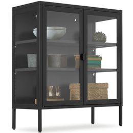 TecTake&reg; Metallvitrine, Glast&uuml;ren mit Magnetverschluss, pulverbeschichteter Stahl, Kippschutz, h&ouml;henverstellbare F&uuml;&szlig;e