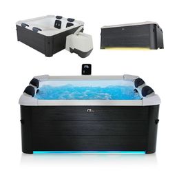 MSPA Whirlpool Oslo Plus f&uuml;r 6 Personen - Indoor & Outdoor Pool mit LED, Zubeh&ouml;r & App - Carbon Grey