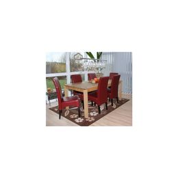MCW 6er-Set Esszimmerstuhl K&uuml;chenstuhl Stuhl Crotone, LEDER ~ rot, dunkle Beine