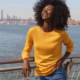 LANDS' END Merinopullover mit Rundhalsausschnitt, Damen,  Orange, by Lands' End
