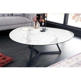 Riess Ambiente Moderner Couchtisch MARVELOUS 90cm wei&szlig; Marmor Keramik made in Italy Riess-Ambiente Sofatisch Wohnzimmertisch organisch