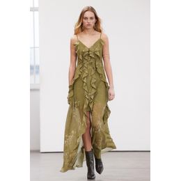 Damen-Abendkleid mit Blumenmuster, langen Spaghettitr&auml;gern, figurbetont, perfekt f&uuml;r Abschlussball oder Abiball