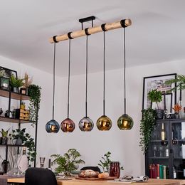 hofstein Koyoto Pendelleuchte Glas 15 cm Naturfarben, Schwarz, 5-flammig