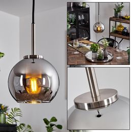 hofstein Koyoto H&auml;ngeleuchte Glas 15 cm Schwarz, Silber, 1-flammig