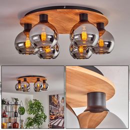 hofstein Koyoto Deckenleuchte Glas 15 cm Naturfarben, Schwarz, 6-flammig