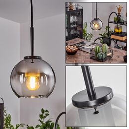 hofstein Koyoto H&auml;ngeleuchte Glas 15 cm Edelstahlfarben, Schwarz, 1-flammig