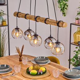 hofstein Koyoto Pendelleuchte Glas 15 cm Naturfarben, Schwarz, 5-flammig